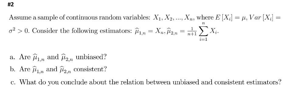 Solved Assume a sample of continuous random variables: | Chegg.com