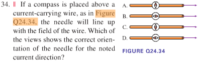 Solved If a compass is placed above a current-carrying wire, | Chegg.com