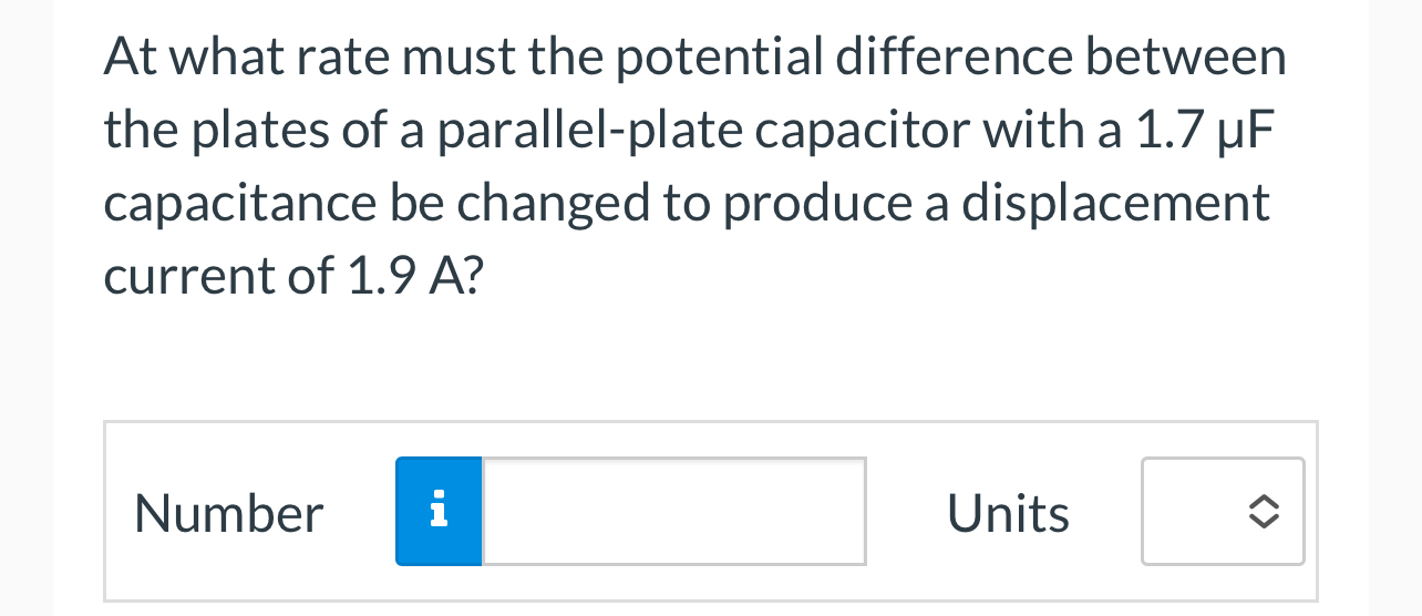 Solved At what rate must the potential difference between | Chegg.com