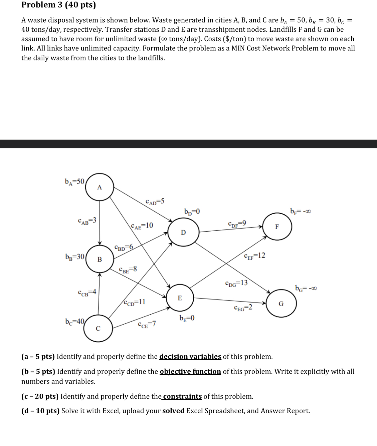 Solved Problem 3 (40 ﻿pts)A waste disposal system is shown | Chegg.com