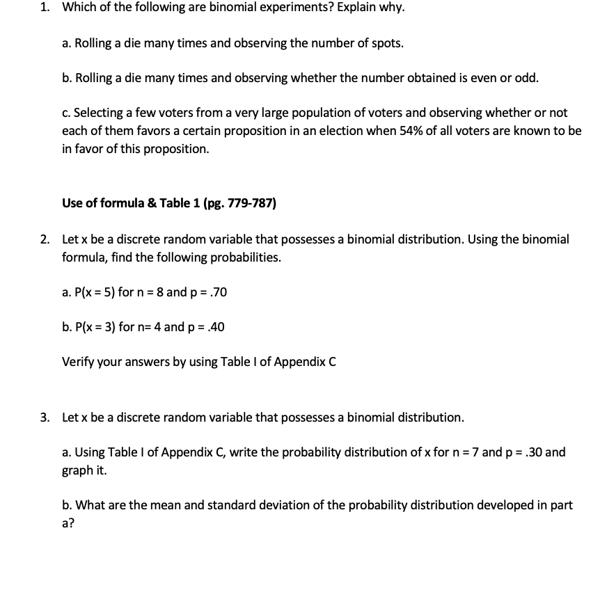 Solved Which of the following are binomial experiments? | Chegg.com