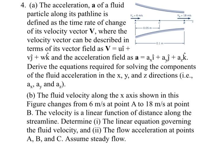Solved A The Acceleration A Of A Fluid Particle Along Its