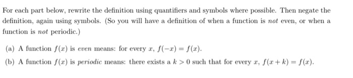 Solved For each part below, rewrite the definition using | Chegg.com
