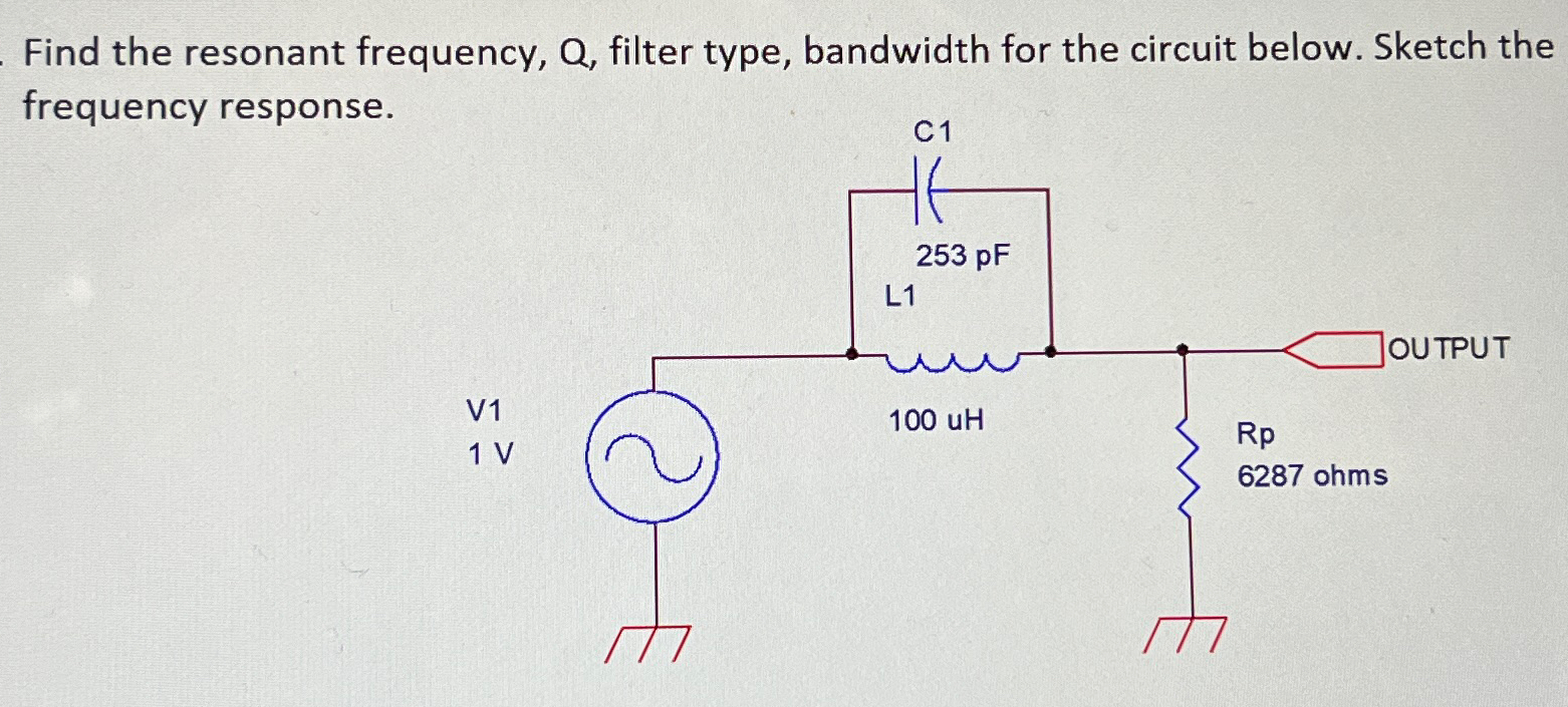 Solved Find the resonant frequency, Q, ﻿filter type, | Chegg.com