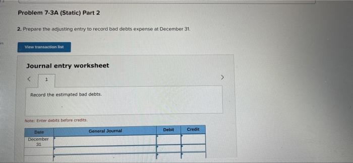 Solved Required information Problem 7-3A (Static) Aging | Chegg.com