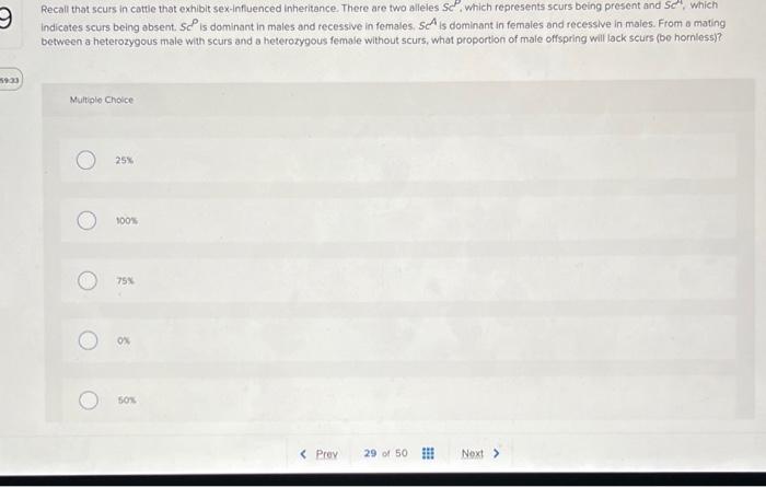 Solved 9 Recall that scurs in cattle that exhibit | Chegg.com