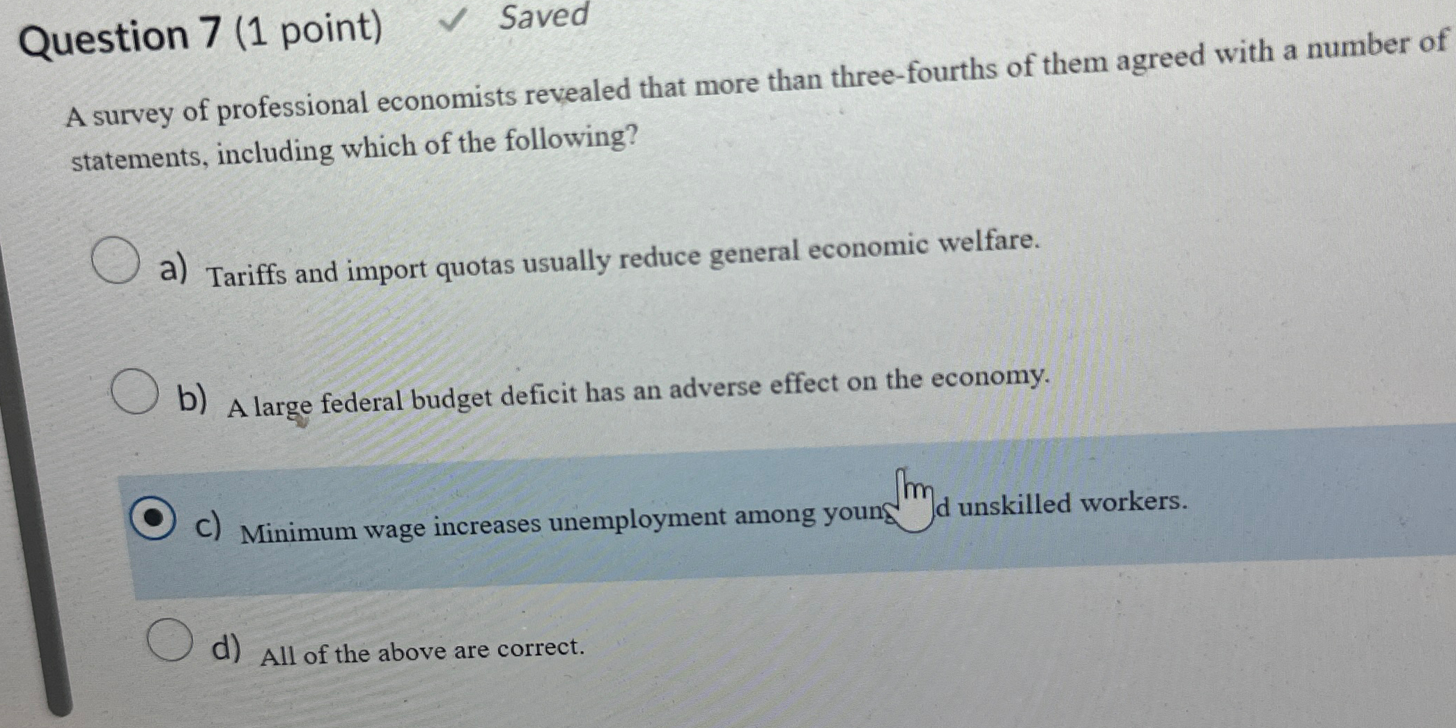 Solved Question 7 (1 ﻿point)SavedA survey of professional | Chegg.com