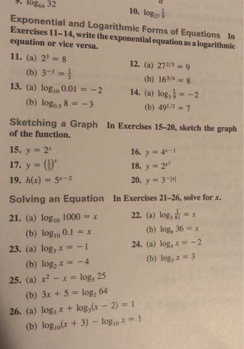 Solved logo: 32 10. logz Exponential and Logarithmic Forms | Chegg.com