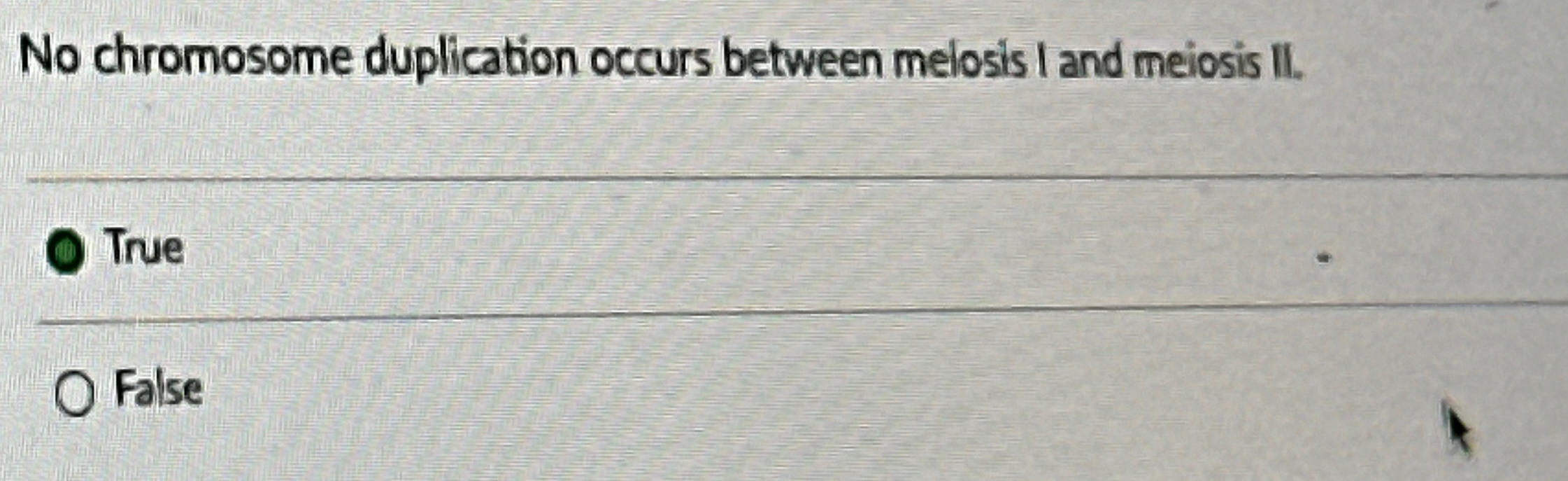 Solved No chromosome duplication occurs between melosis I | Chegg.com