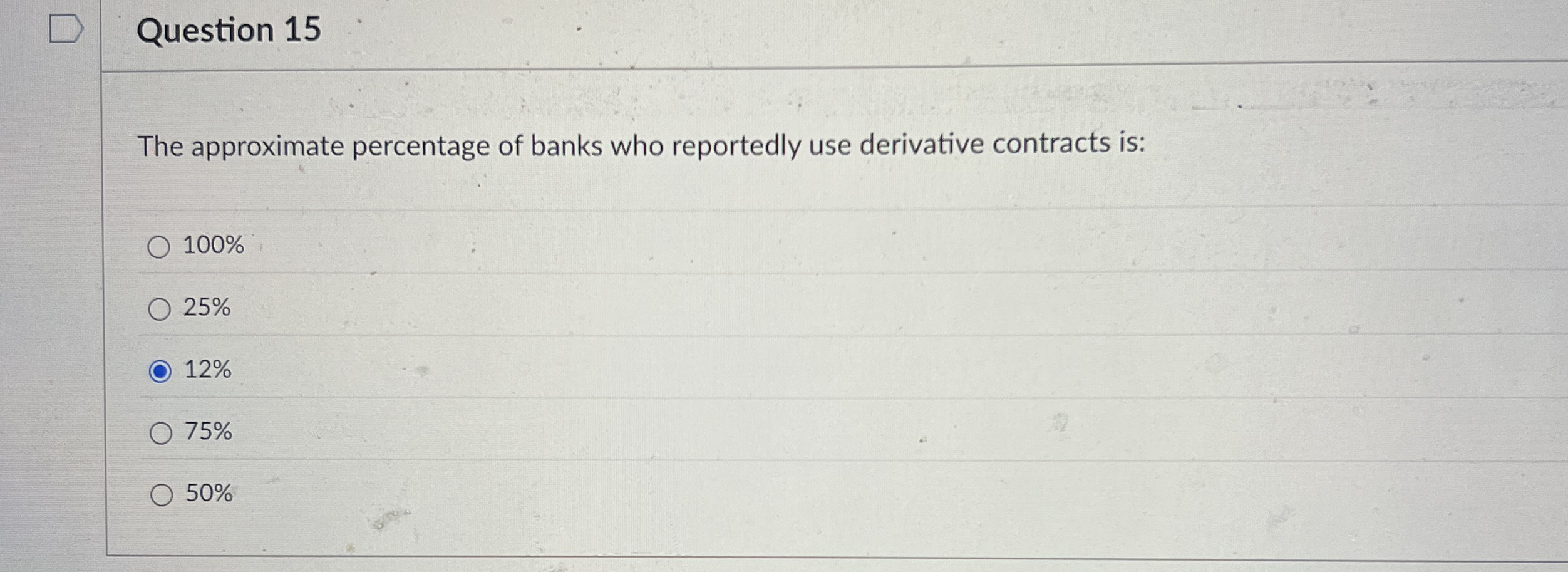 Question 15The approximate percentage of banks who | Chegg.com