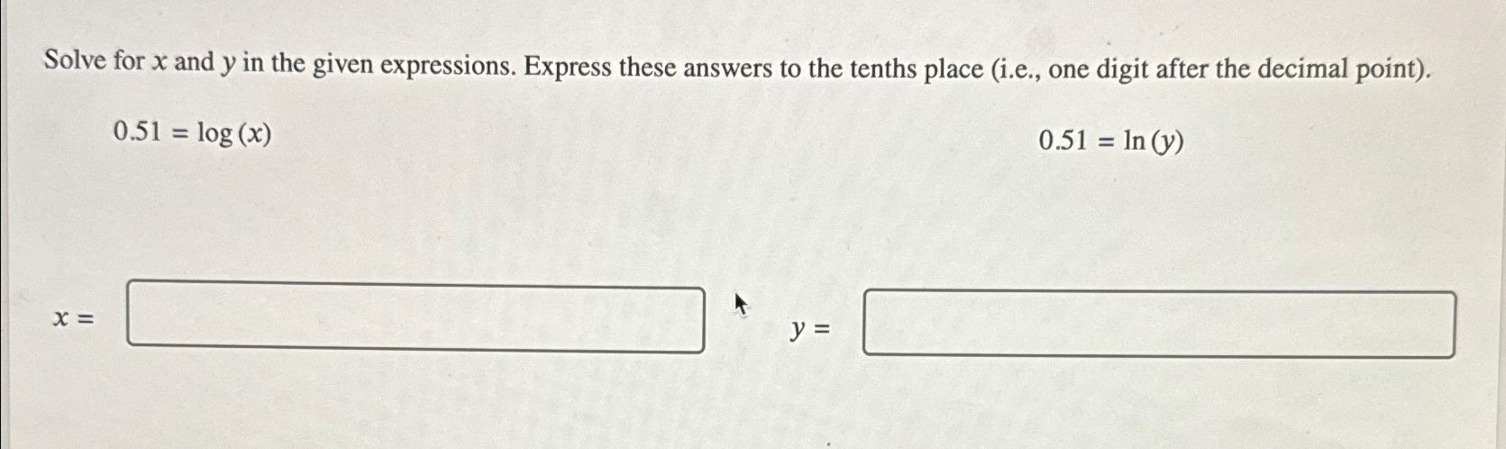 Solve for x ﻿and y ﻿in the given expressions. Express | Chegg.com