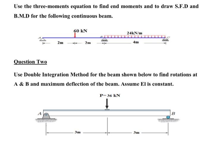Solved Use the three-moments equation to find end moments | Chegg.com