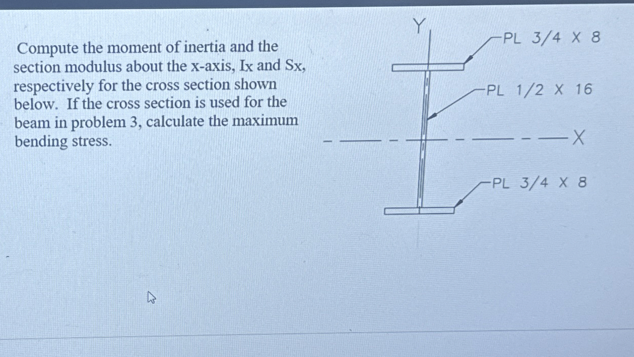 Solved Compute the moment of inertia and the section modulus | Chegg.com