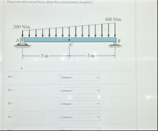 Defermine the normal force, thear fove and moment at | Chegg.com