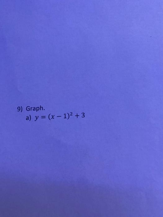 Solved 9) Graph. a) y = (x - 1)2 + 3 b) y = √x+2 C) + = 1 | Chegg.com