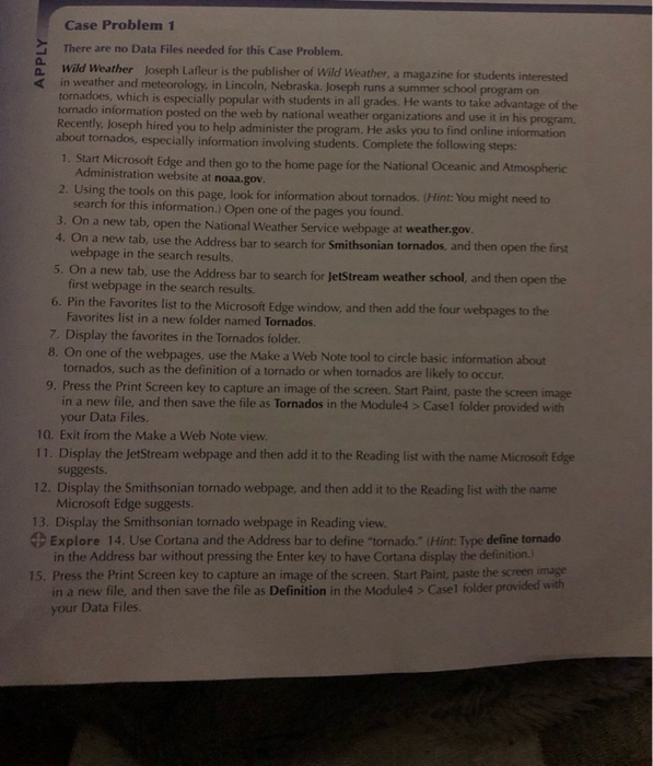 APPLY Case Problem 1 There are no Data Files needed | Chegg.com