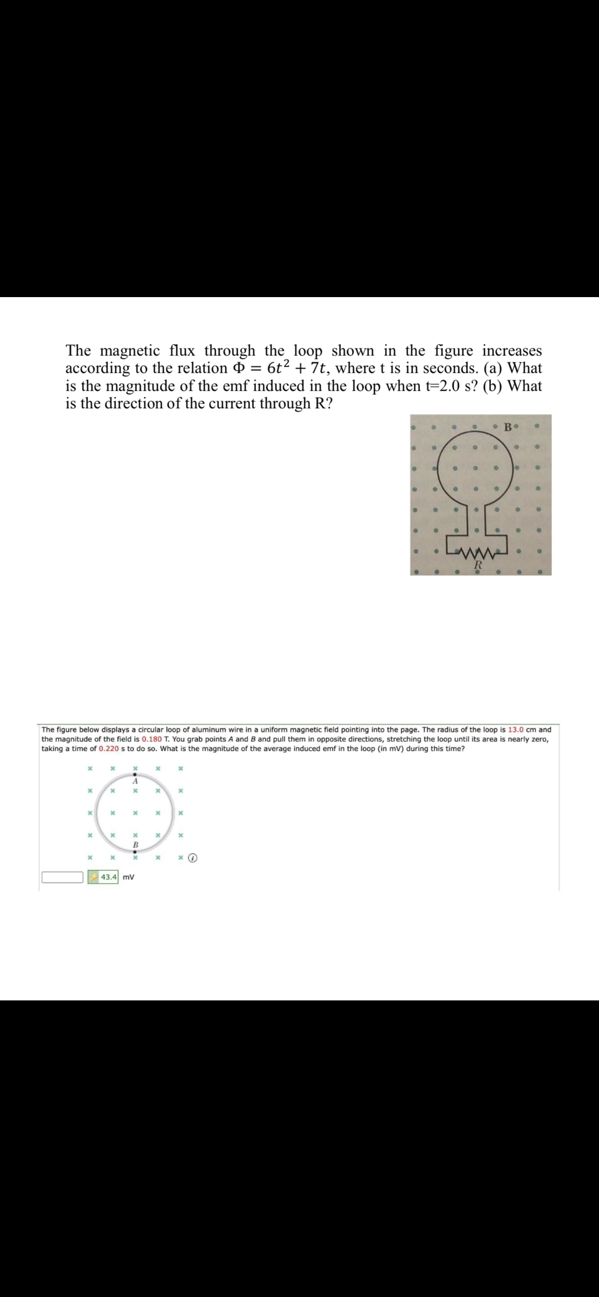 Solved The magnetic flux through the loop shown in the | Chegg.com