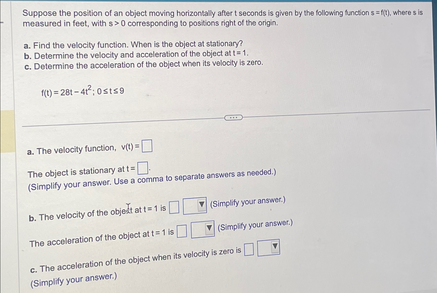 Solved Suppose The Position Of An Object Moving Horizontally