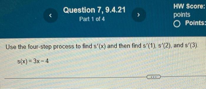 Solved Use the four-step process to find s′(x) and then find | Chegg.com