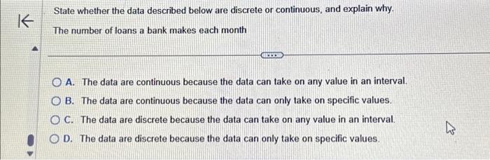 Solved State whether the data described below are discrete | Chegg.com