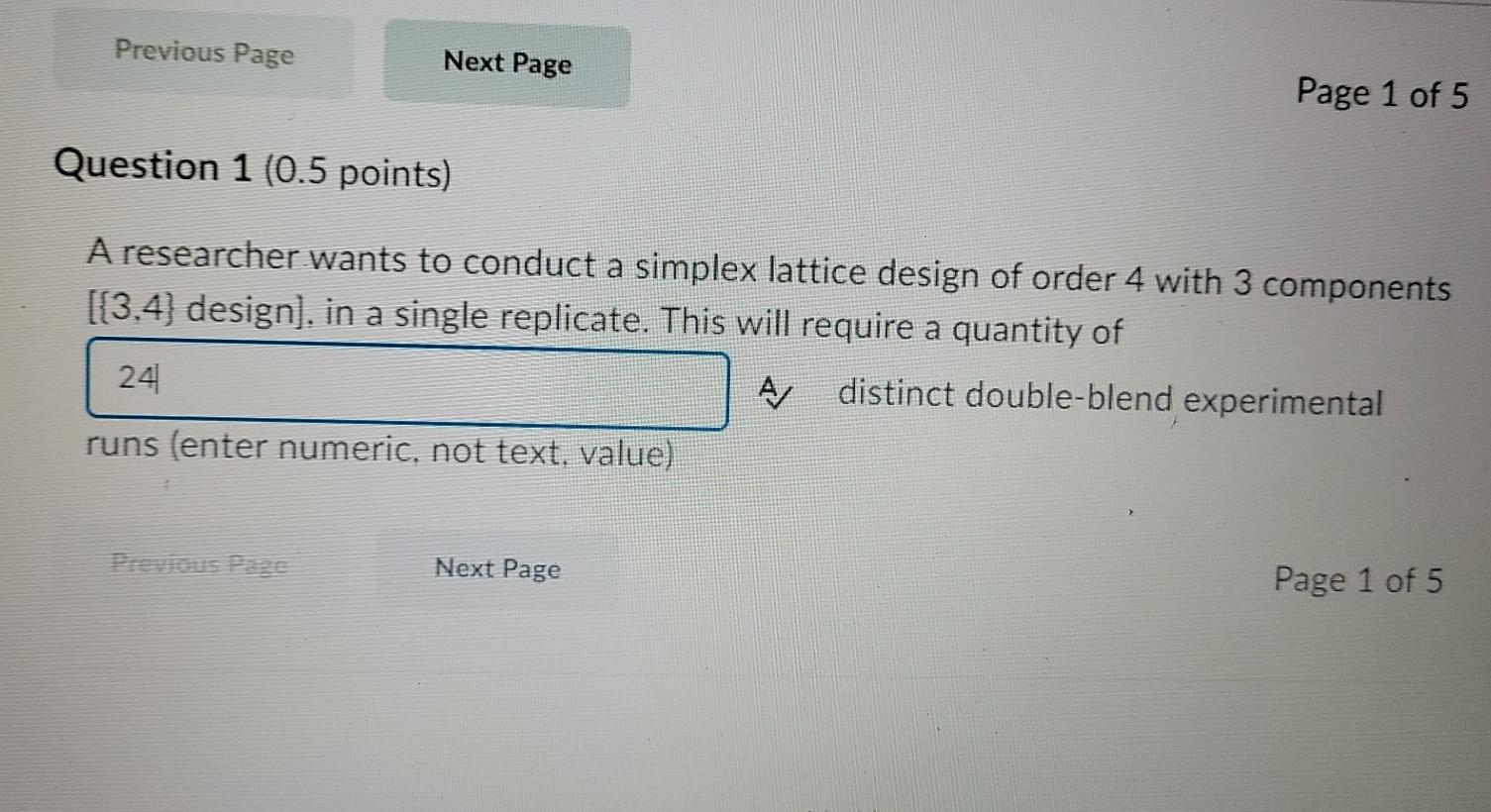 Solved Previous Page Next Page Page 1 of 5 Question 1 (0.5 | Chegg.com