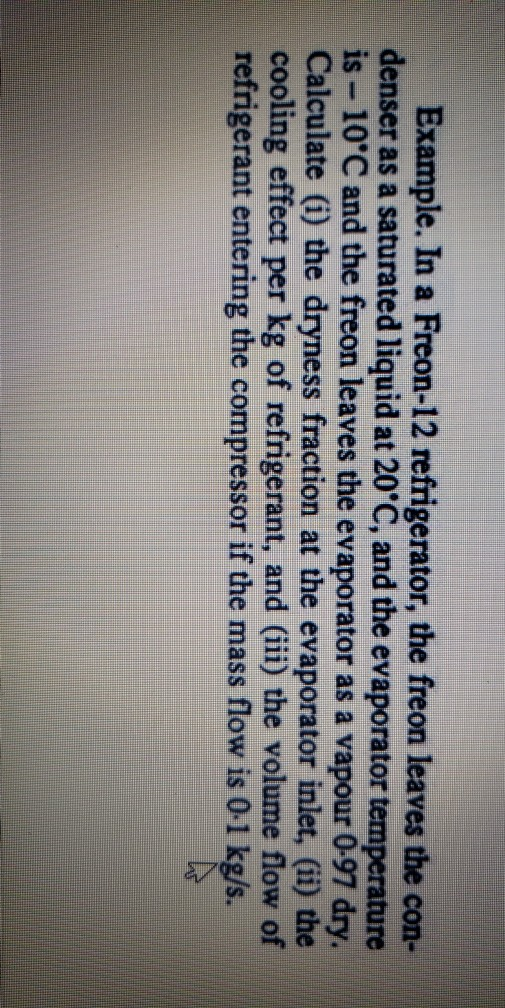 Solved Example. In a Freon-12 refrigerator, the freon leaves | Chegg.com