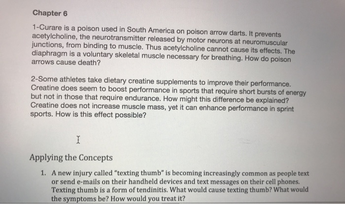 Solved Chapter 6 1-Curare is a poison used in South America | Chegg.com