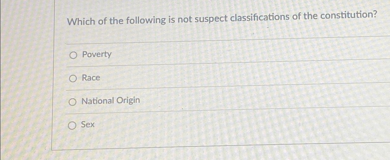 Solved Which of the following is not suspect classifications | Chegg.com