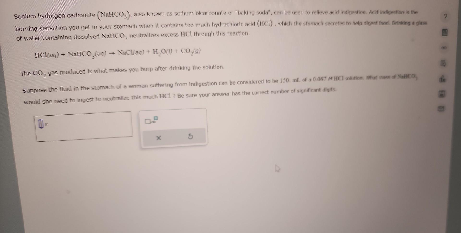 Solved Sodium hydrogen carbonate (NaHCO3), also known as | Chegg.com