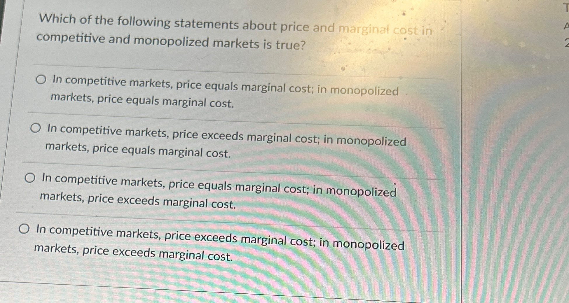 Solved Which of the following statements about price and | Chegg.com