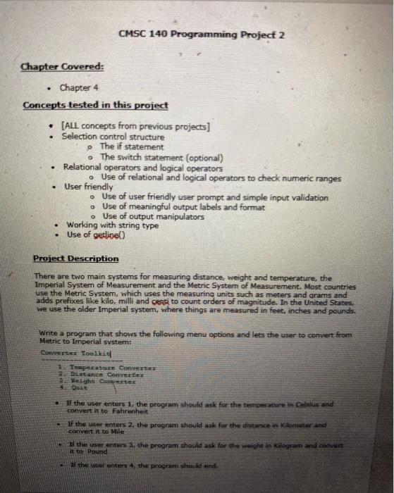Solved Project Description: There are two main systems for | Chegg.com