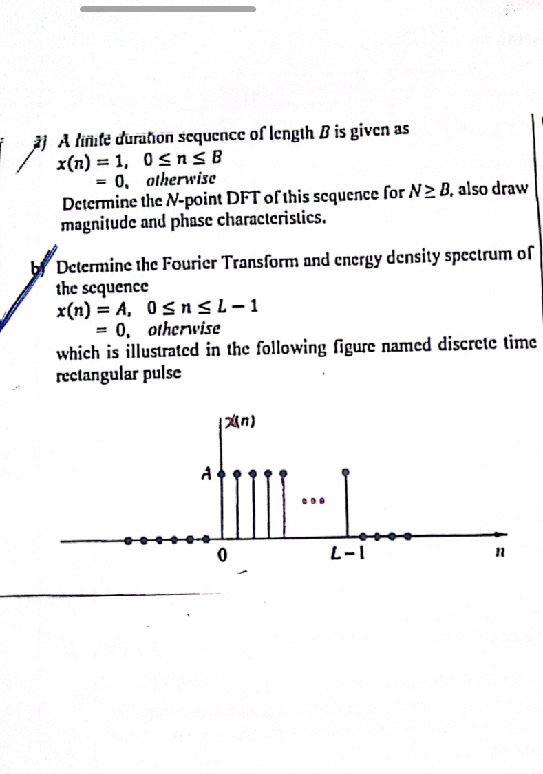Solved aj) A ﻿fiñife duration sequence of length B ﻿is given | Chegg.com