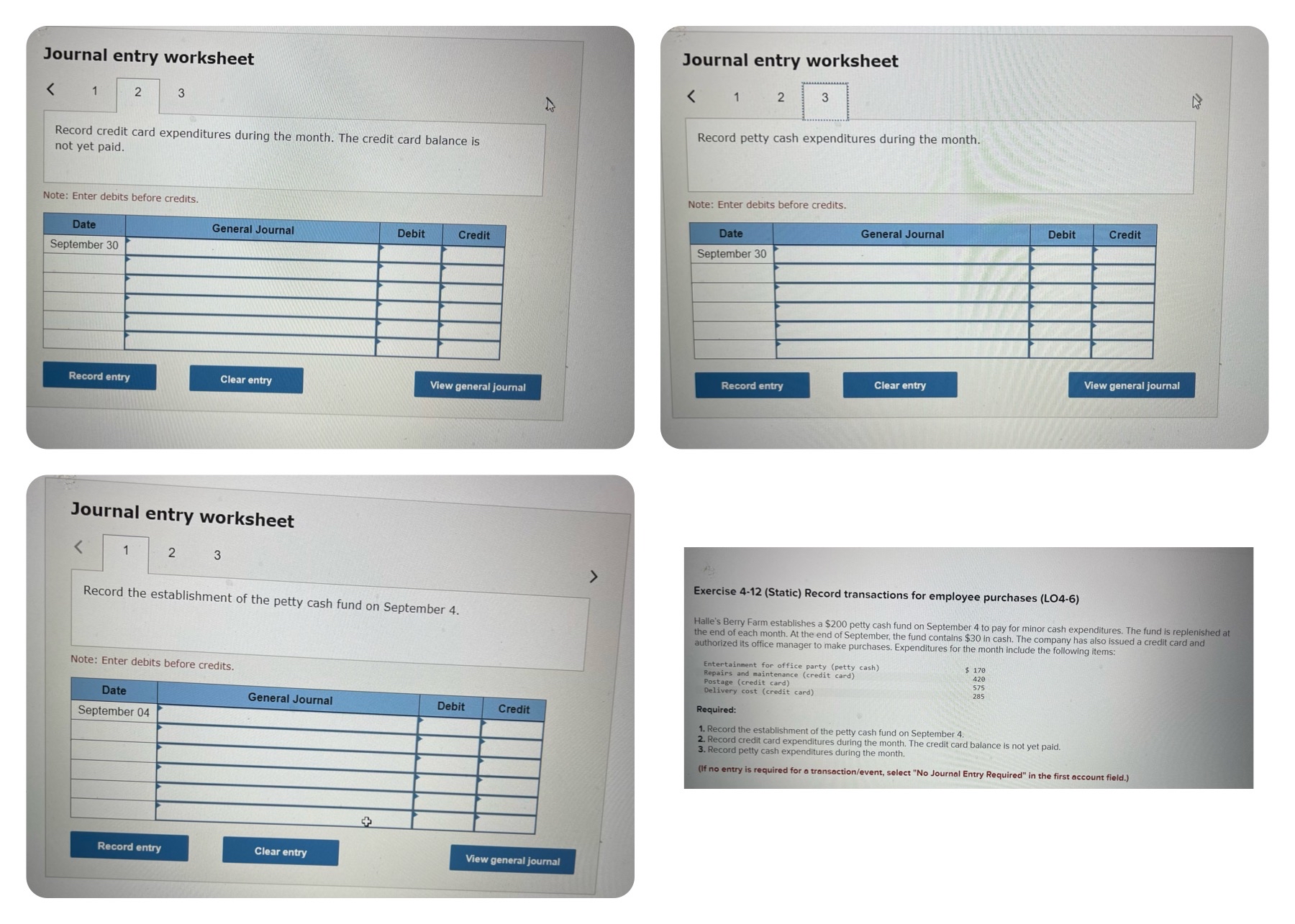 Solved Journal entry worksheet123Record credit card | Chegg.com