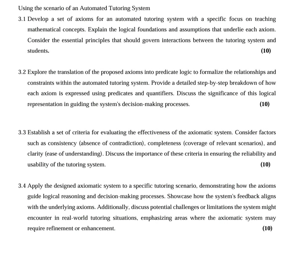 Solved Using the scenario of an Automated Tutoring System3.1 | Chegg.com