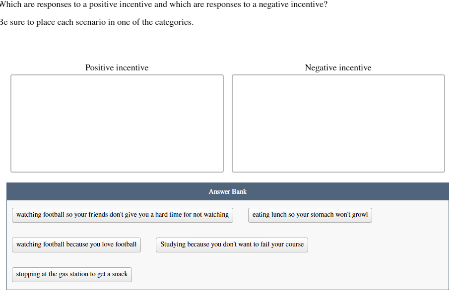 Solved Which are responses to a positive incentive and which | Chegg.com