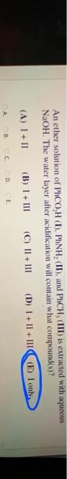 Solved An ether solution of PhCOH (1). PhNH, (II), and PhCH, | Chegg.com