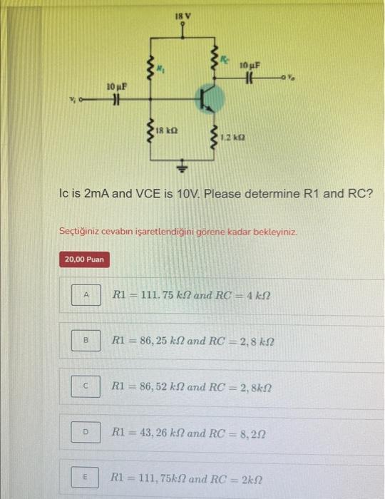 Solved Ic is 2 mA and VCE is 10 V. Please determine R1 and | Chegg.com
