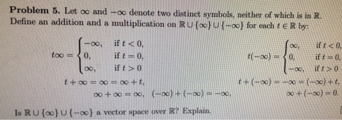 Solved Problem 5. Let oo and --oo denote two distinct | Chegg.com