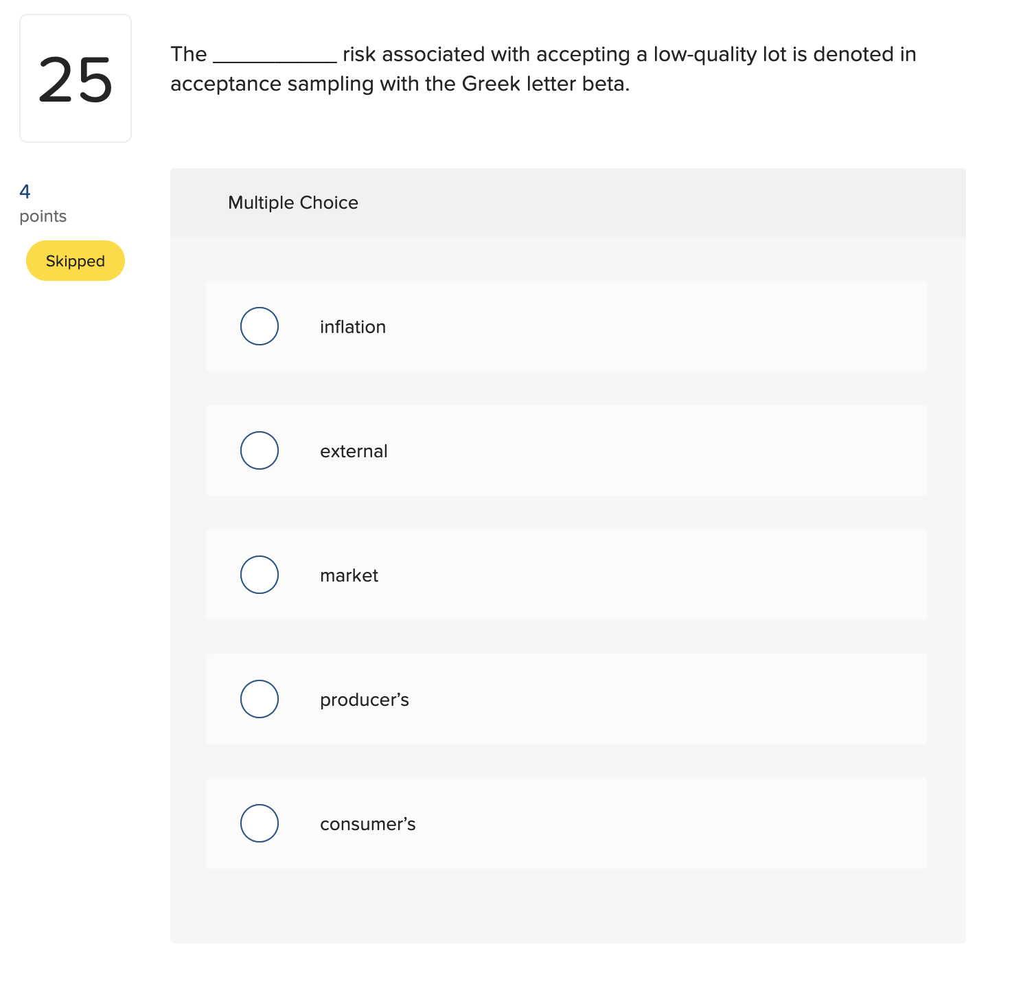 Solved acceptance sampling with the Greek letter | Chegg.com