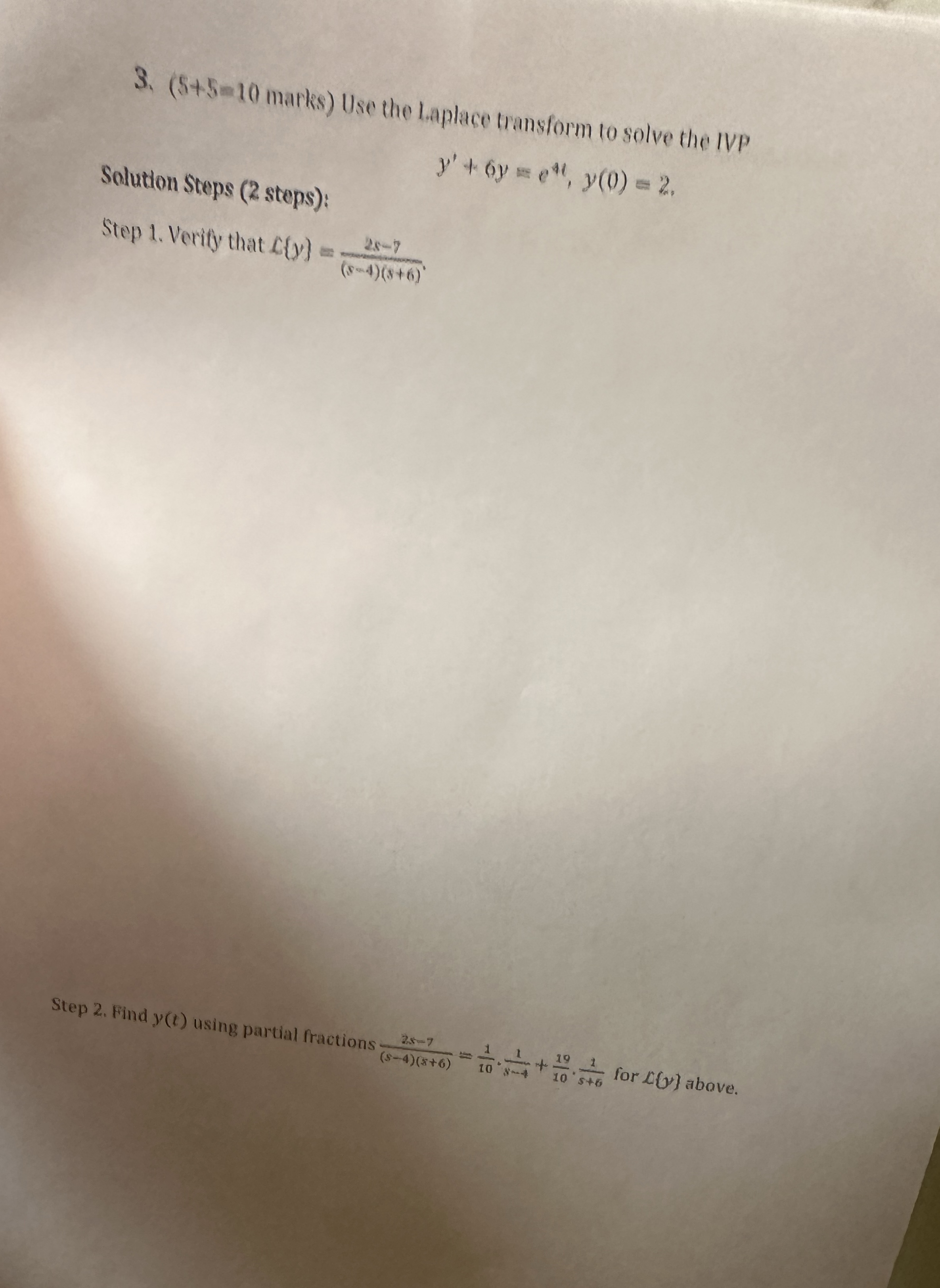 Solved marks) ﻿Use the Laplace transform to solve the | Chegg.com