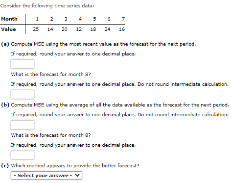 Solved Consider the following time series data:Month | Chegg.com