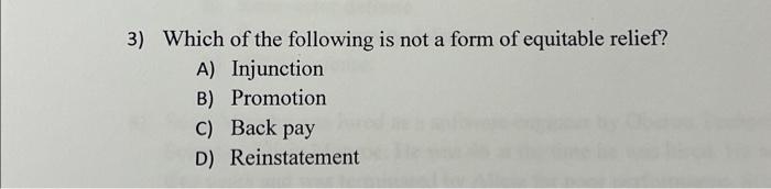 Solved 3) Which of the following is not a form of equitable | Chegg.com