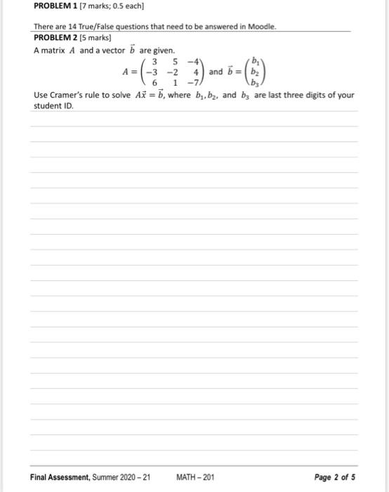 Solved PROBLEM 1 [7 marks; 0.5 each) There are 14 True/False | Chegg.com