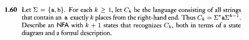 1.60 ﻿Let Σ={a,b}. ﻿For each k≥1, ﻿let Ck ﻿be the | Chegg.com