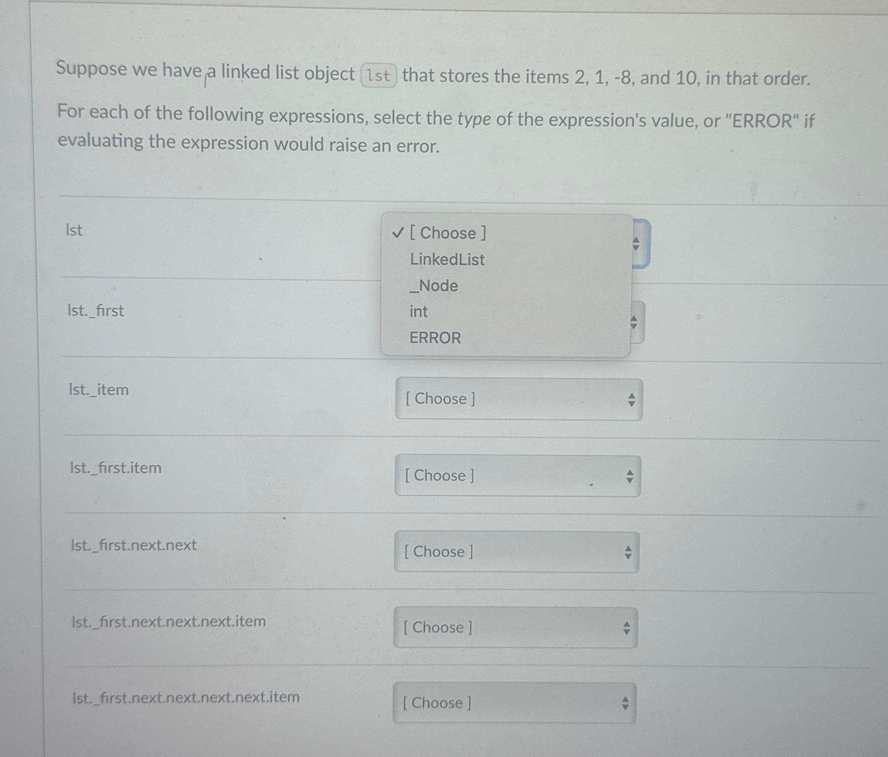 Solved Suppose we have a linked list object lst that stores | Chegg.com