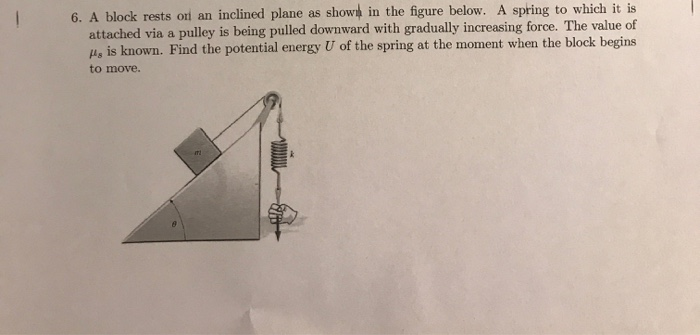 Solved 6. A block rests or an inclined plane as shown in the | Chegg.com