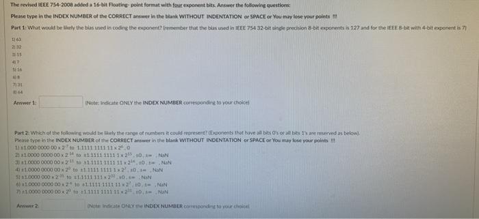 The revised IEEE 754-2008 added a 16-bit Floating | Chegg.com