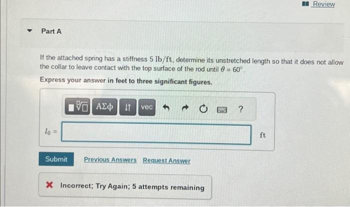 Solved The 4-1b collar is released from rest at A and slides | Chegg.com