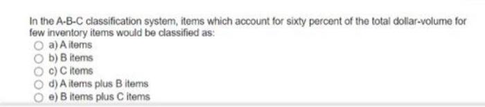 Solved In the A.B-C classification system, items which | Chegg.com