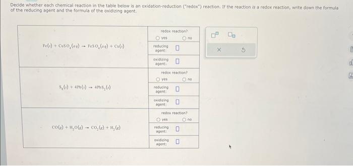 Solved Decide Whether Each Chemical Reaction In The Table